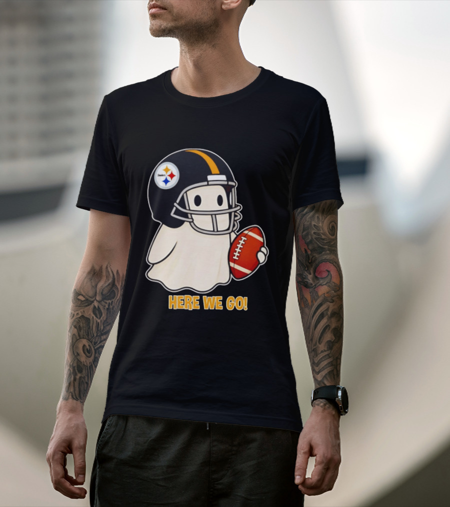 Pittsburgh Steelers Halloween Ghost Football Here We Go 2026 T-Shirt
