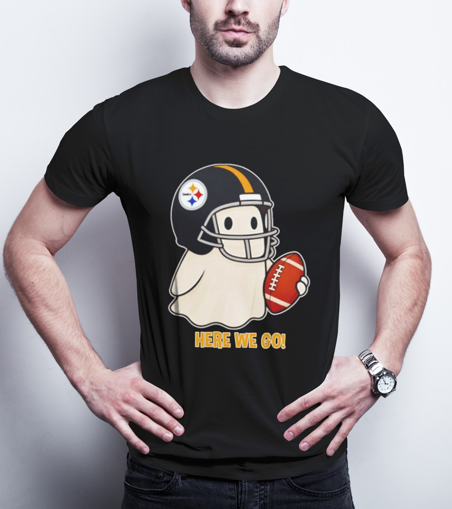 Pittsburgh Steelers Halloween Ghost Football Here We Go 2026 T-Shirt