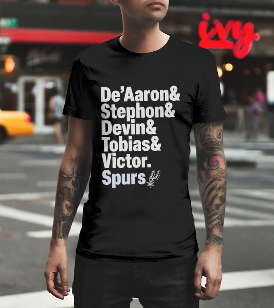 San Antonio Spurs De'Aaron Stephon Devin Tobias Victor Lineup 2026 T-Shirt