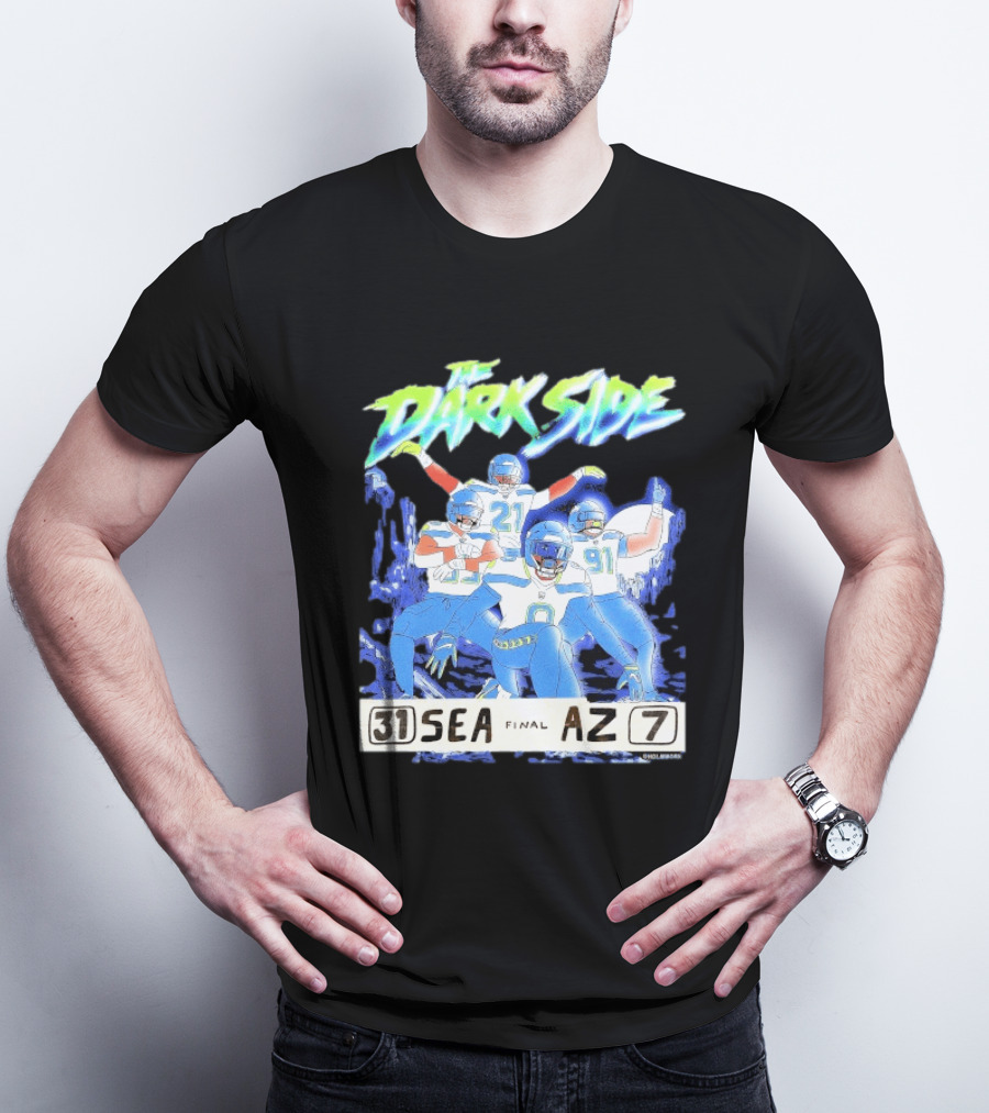 The Dark Side Seattle 31 Arizona 7 Final Score Players Celebration T-Shirt