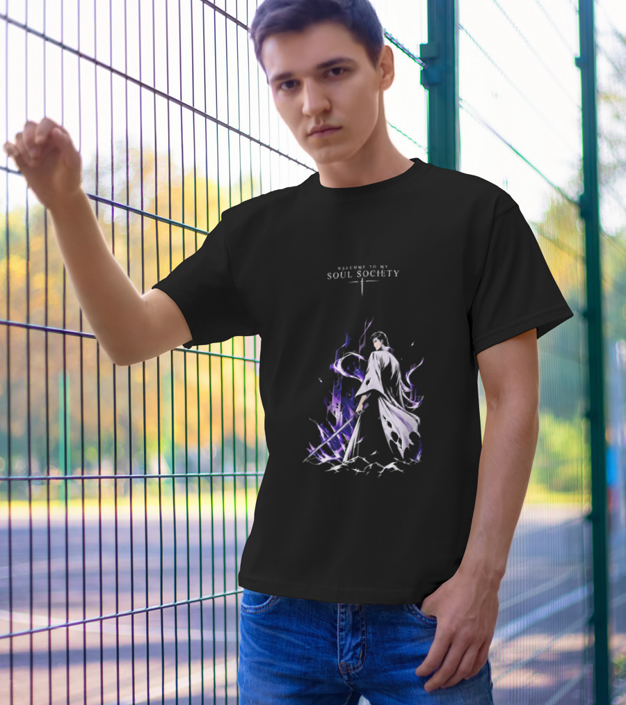 Sosuke Aizen Welcome To My Soul Society Sword Character Purple Aura T-Shirt
