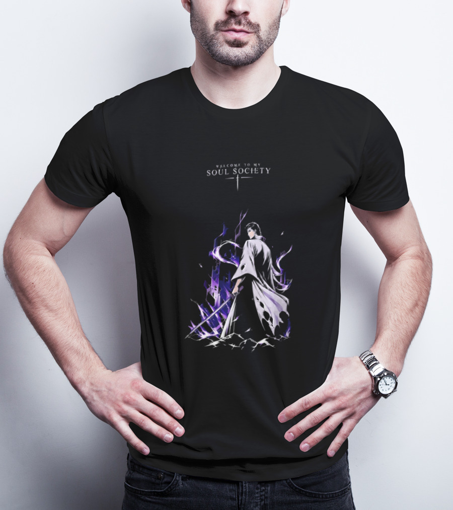 Sosuke Aizen Welcome To My Soul Society Sword Character Purple Aura T-Shirt