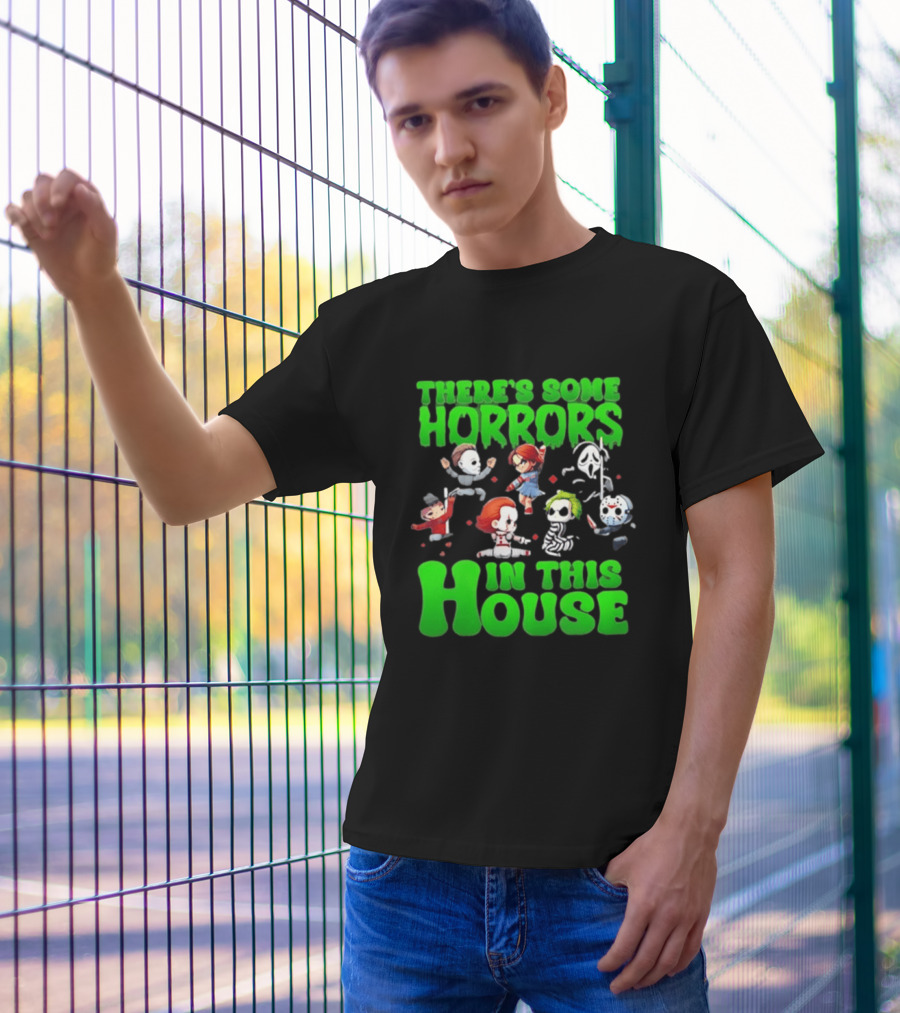 There's Some Horrors In This House Halloween Characters Dancing T-Shirt