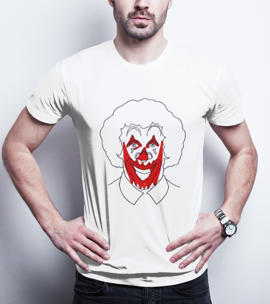 Asspizza Store Ronald Clown Face Drawing Red Lips White Collar T-Shirt
