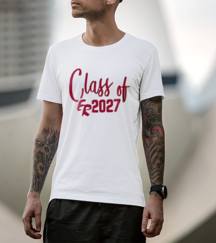 Class Of 2027 Red Script Numbers T-Shirt