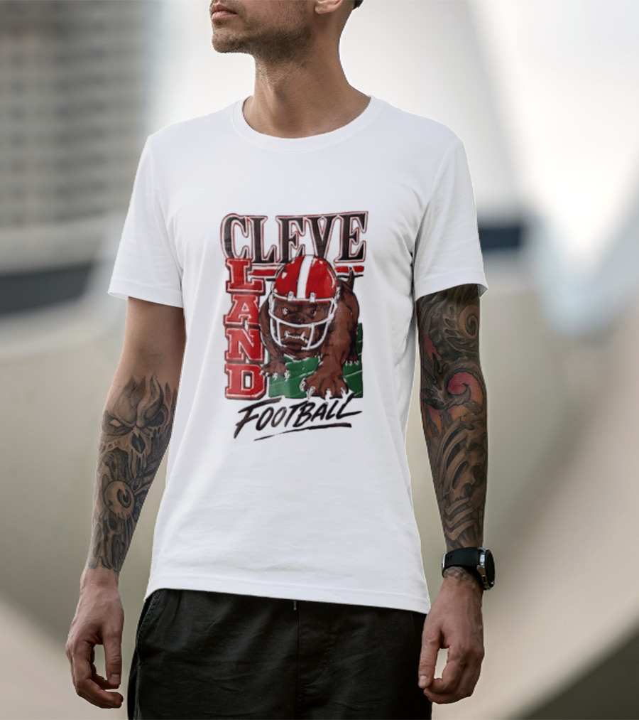 Cleveland Browns Bulldog Football Helmet Mascot Running T-Shirt