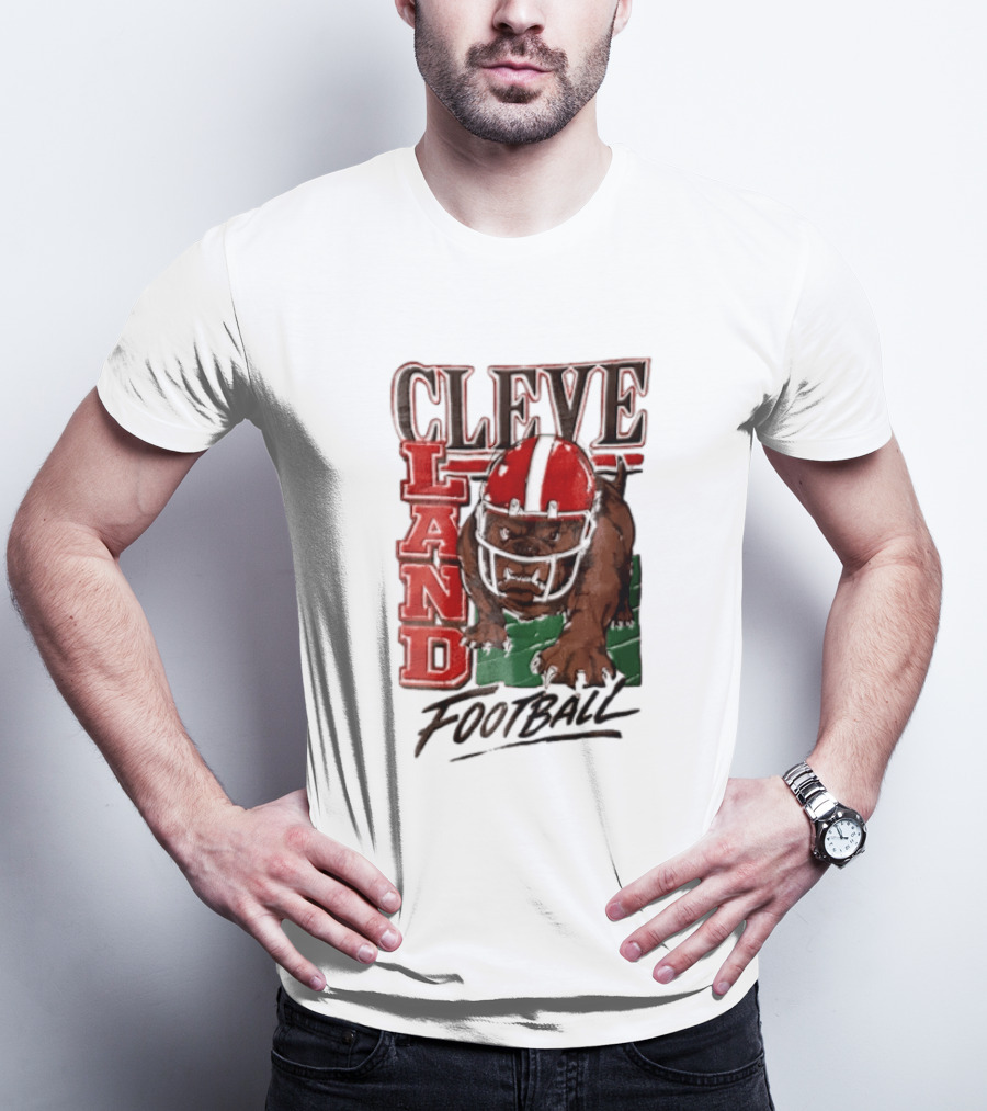 Cleveland Browns Bulldog Football Helmet Mascot Running T-Shirt