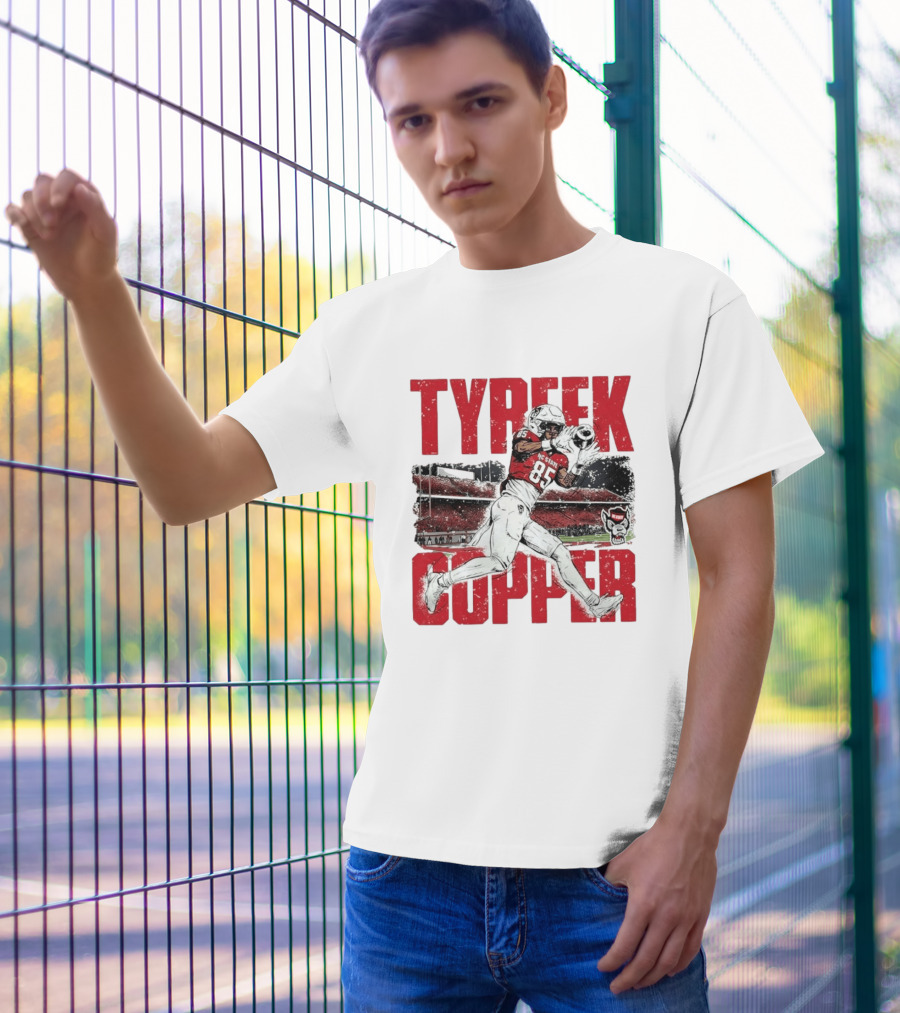 NCAA Football NC State Wolfpack Tyreek Copper Catching Highlight Caricature T-Shirt