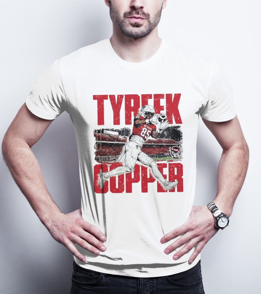 NCAA Football NC State Wolfpack Tyreek Copper Catching Highlight Caricature T-Shirt
