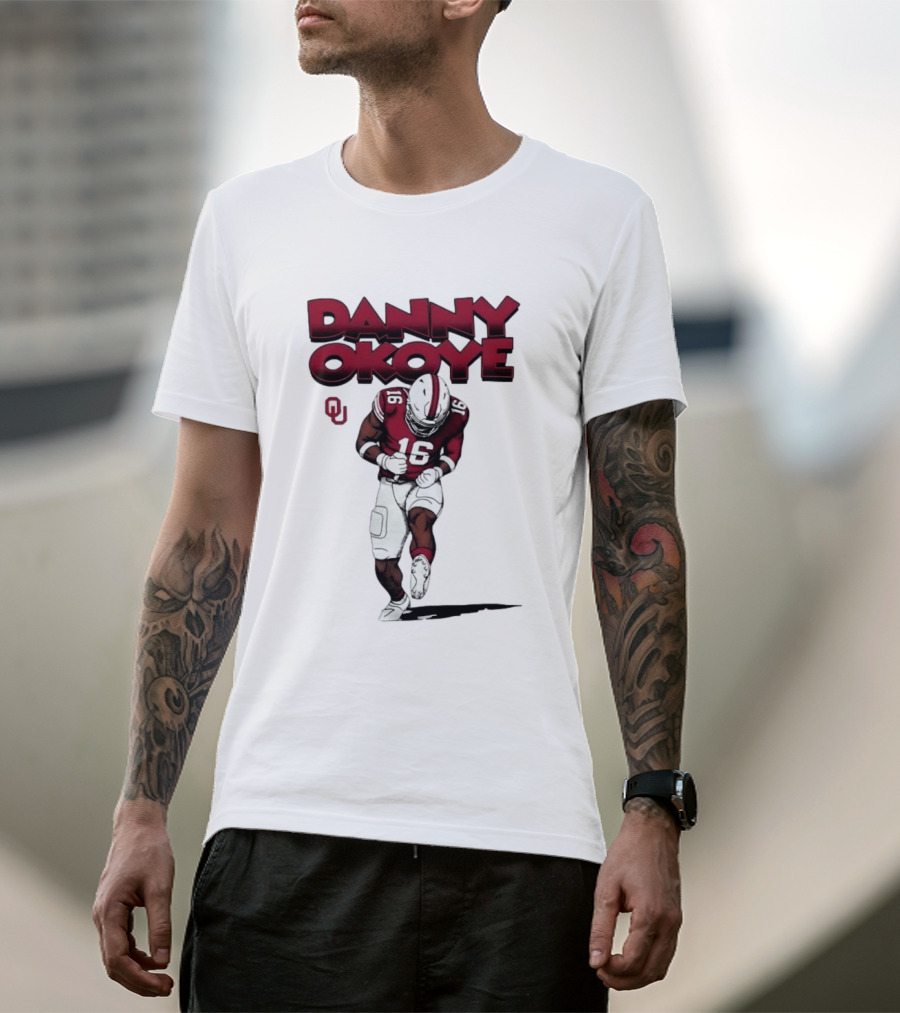 NCAA Football Oklahoma Sooners No 16 Danny Okoye Caricature OU T-Shirt