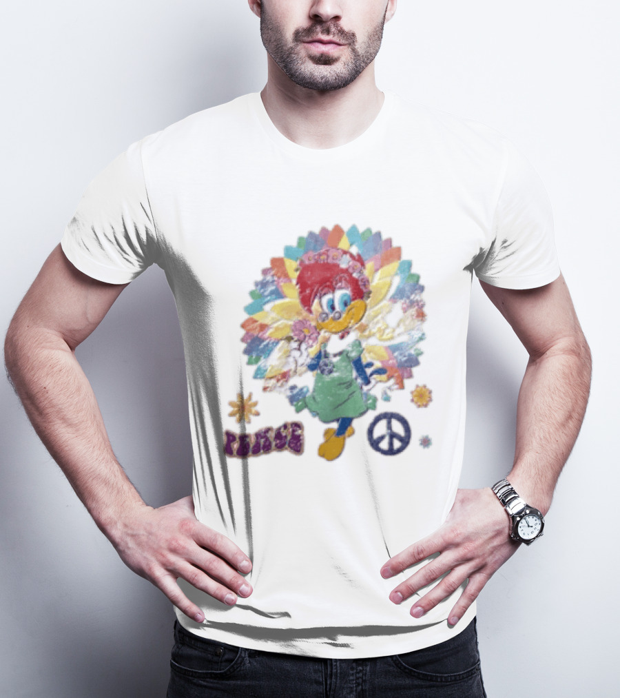 Peace Winnie Woodpecker Flower Crown Rainbow Sign T-Shirt