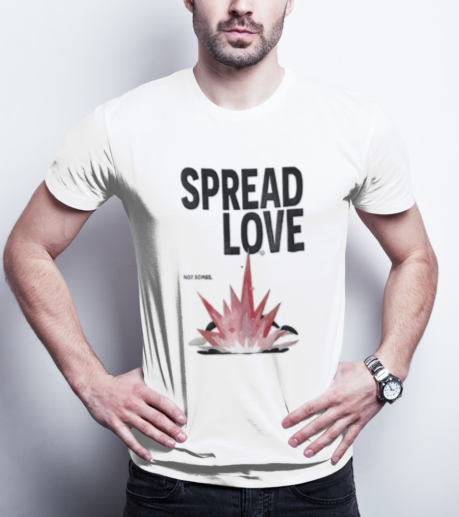 Spread Love NOT Bombs Pink Explosion Hearts T-Shirt