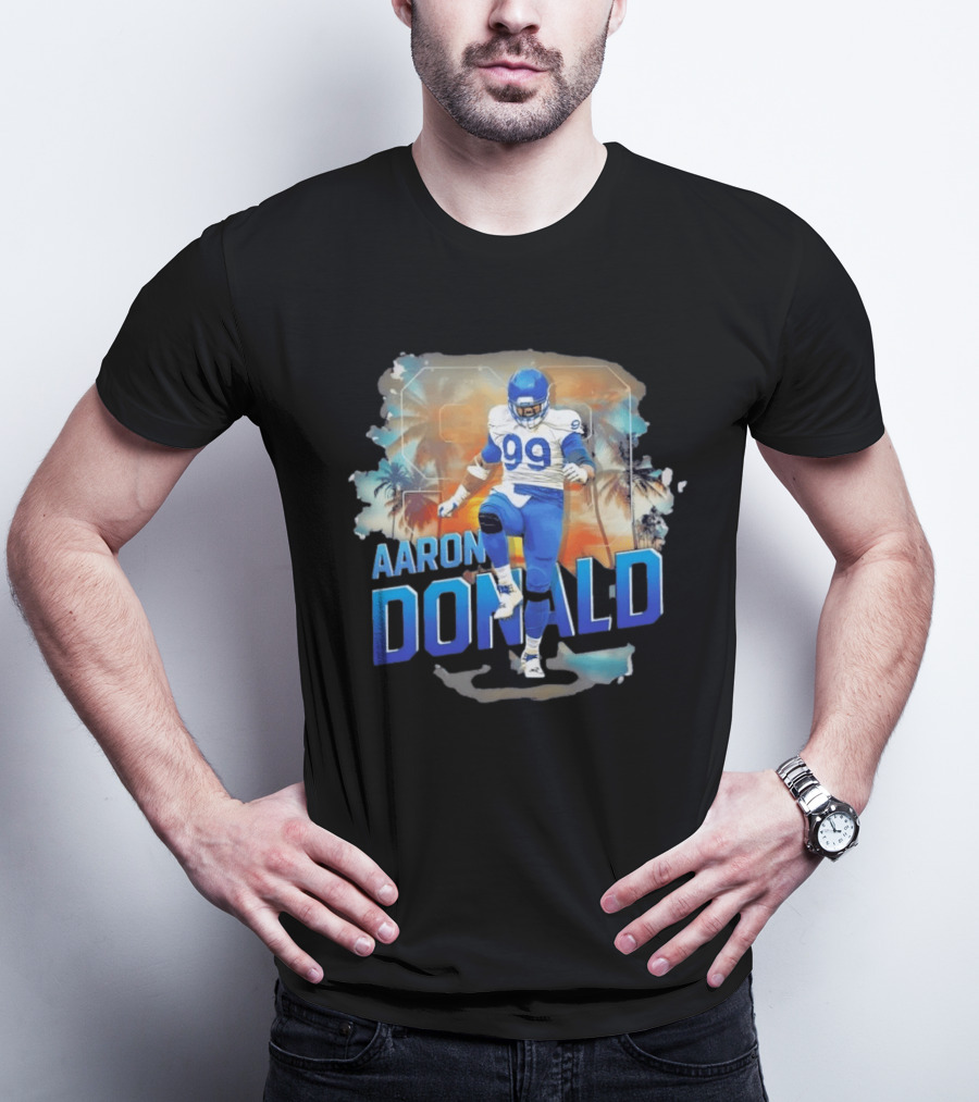 Aaron Donald 99 Los Angeles Rams Sunset Cityscape T-Shirt