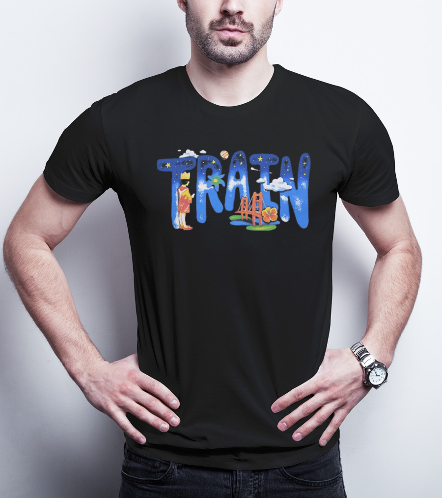 Train X Manhead Store Starry 2026 Tour Golden Gate Bridge Planet And Flowers T-Shirt