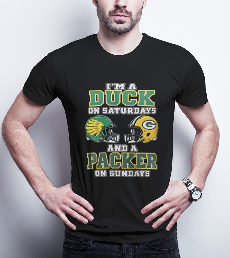 I'm A Duck On Saturdays And A Packer On Sundays Football Helmets T-Shirt