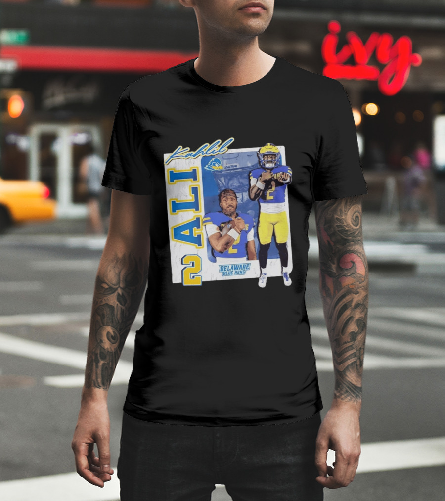 Kahlil Ali Delaware Blue Hens Football No 2 Collage T-Shirt