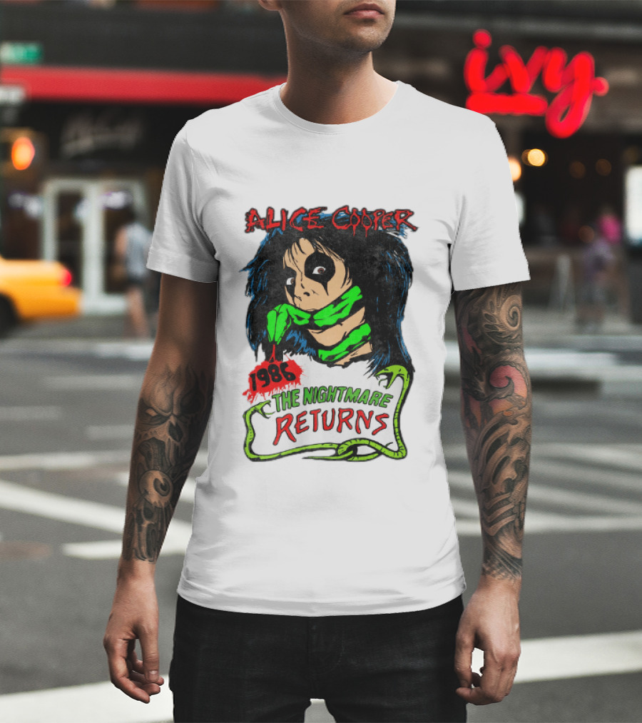 Alice Cooper The Nightmare Returns 1986 Constrictor Raglan T-Shirt