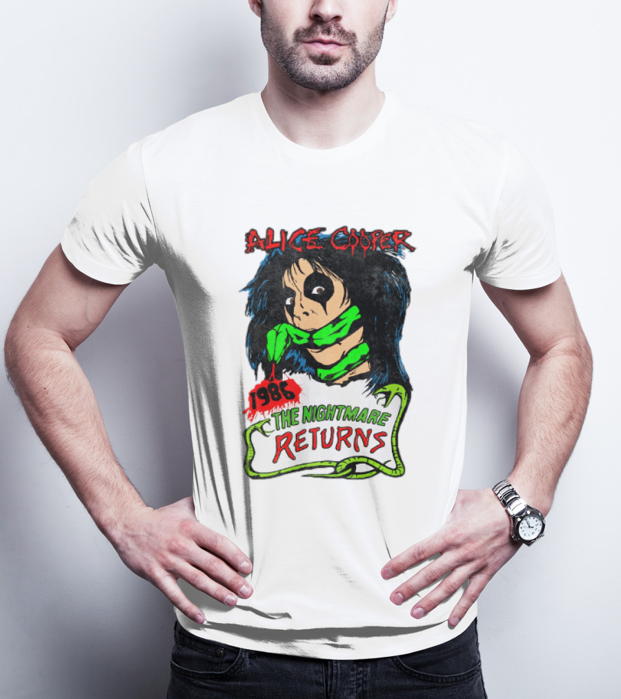 Alice Cooper The Nightmare Returns 1986 Constrictor Raglan T-Shirt