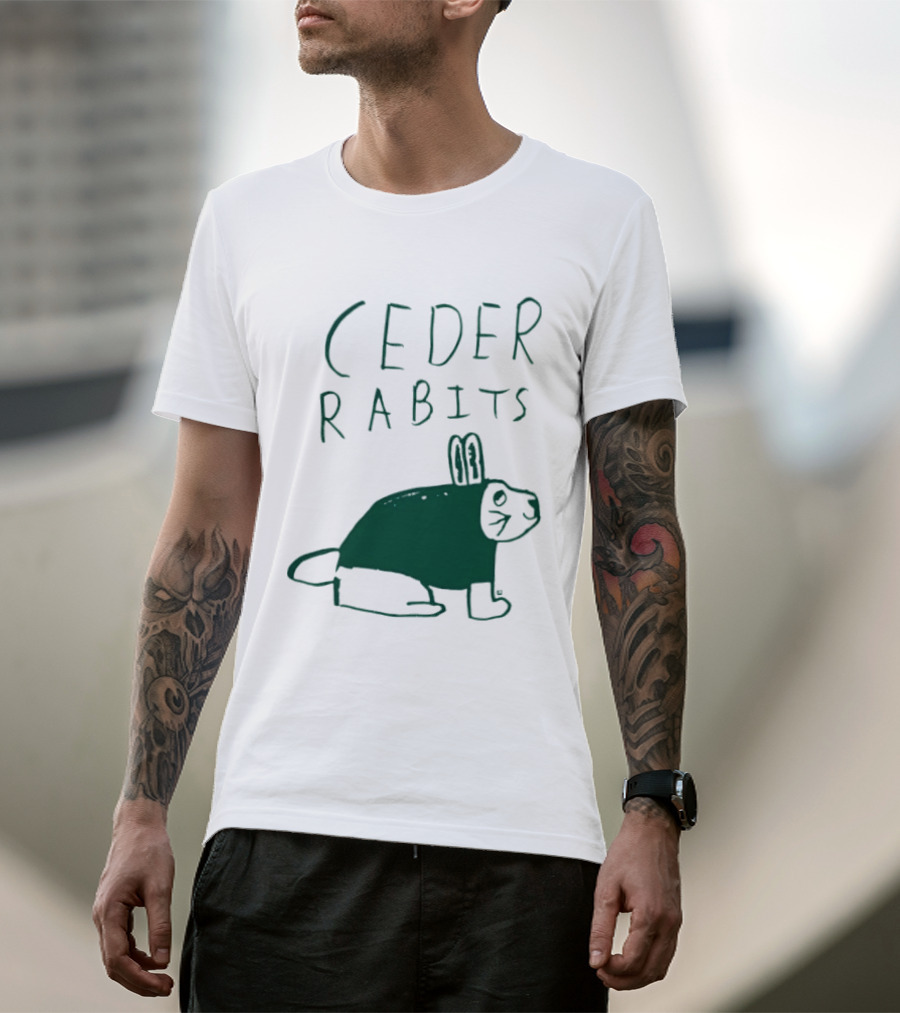 Cedar Rapids Ceder Rabits Playful Drawing T-Shirt