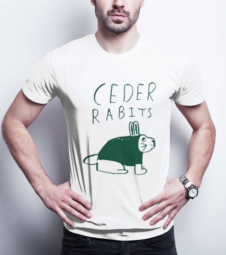Cedar Rapids Ceder Rabits Playful Drawing T-Shirt