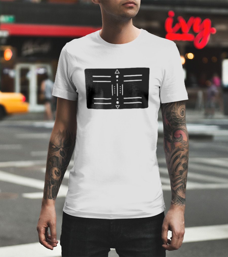 Black Geometric Tribal Design With Triangles And Dots T-Shirt