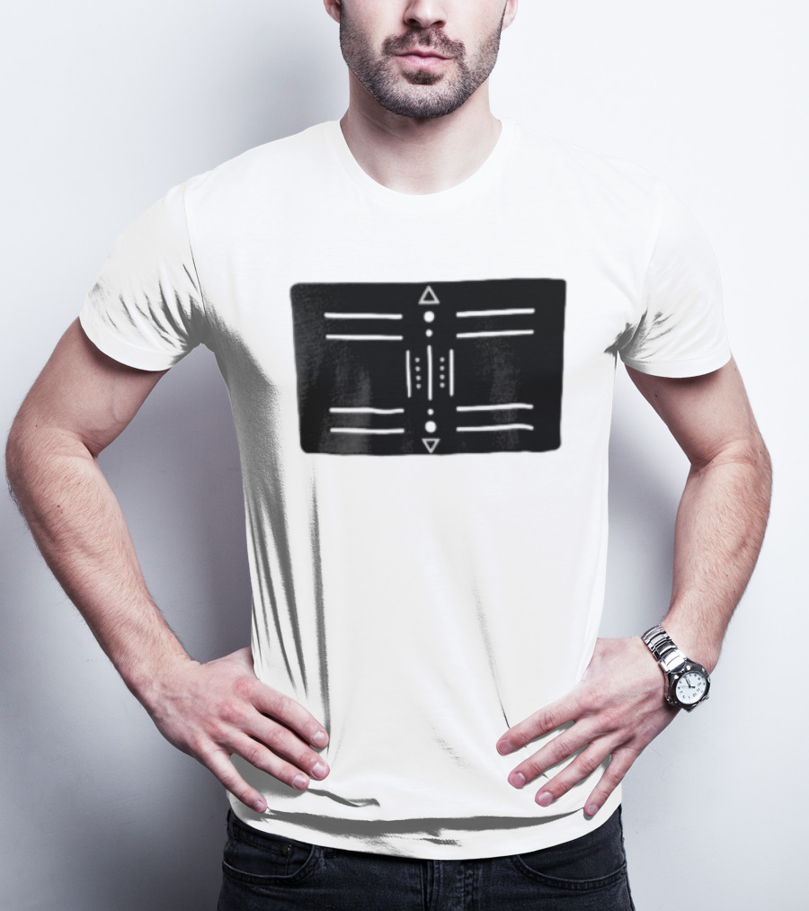 Black Geometric Tribal Design With Triangles And Dots T-Shirt