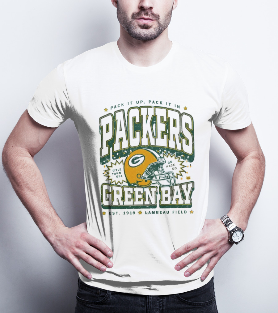 Pack It Up Pack It In Green Bay Packers Title Town USA Est 1919 Lambeau Field T-Shirt