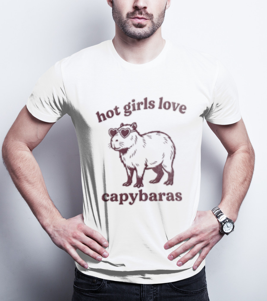 Hot Girls Love Capybaras Capybara Wearing Heart Sunglasses T-Shirt