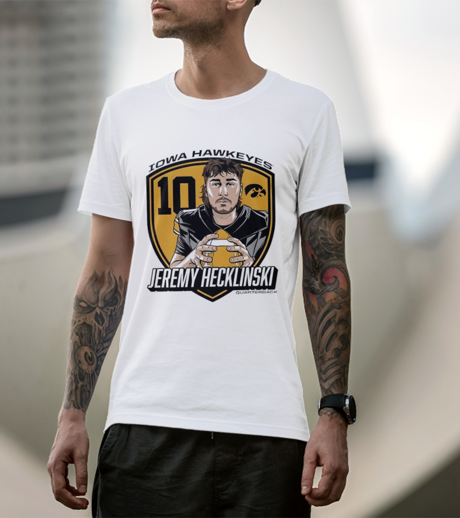 Iowa Hawkeyes 10 Jeremy Hecklinski Football Gold T-Shirt