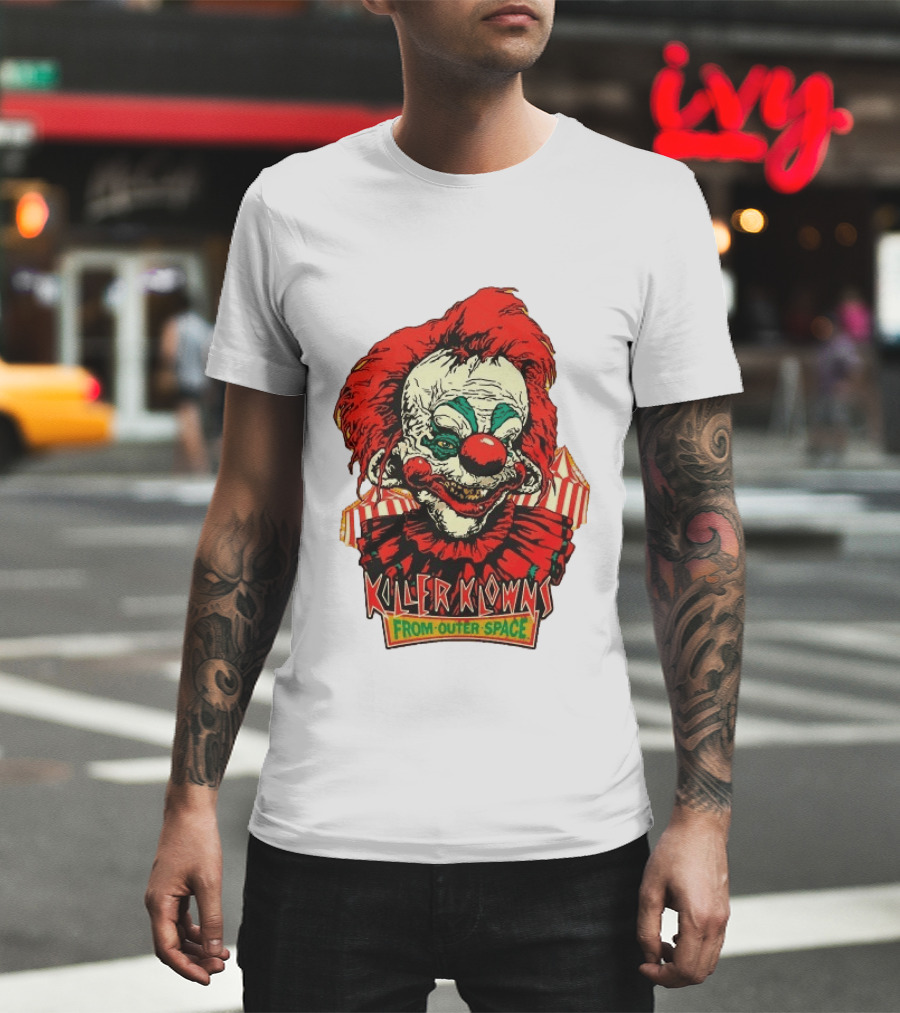 Killer Klowns From Outer Space Creepy Clown Art Red Nose Costume T-Shirt