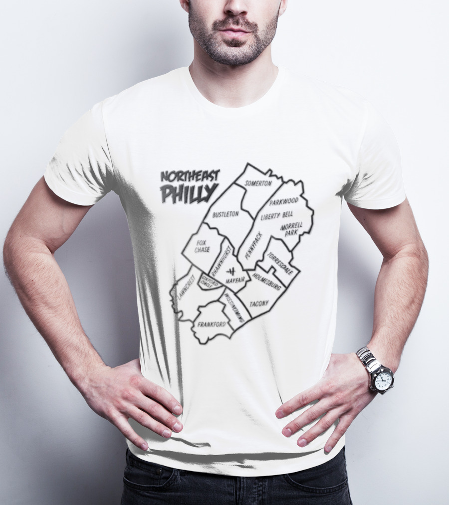 Northeast Philly Map Neighborhoods Orange T-Shirt