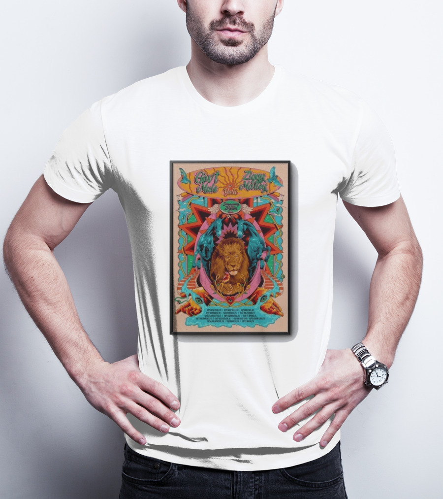 Gov't Mule Ziggy Marley Yola Dreaming The Same Dream Tour 2026 Lion Art And Dates T-Shirt
