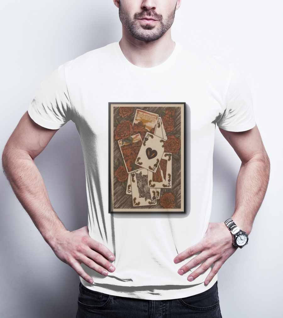 The Revivalists Red Rocks Amphitheatre Playing Cards Floral Art 9 25 2026 T-Shirt