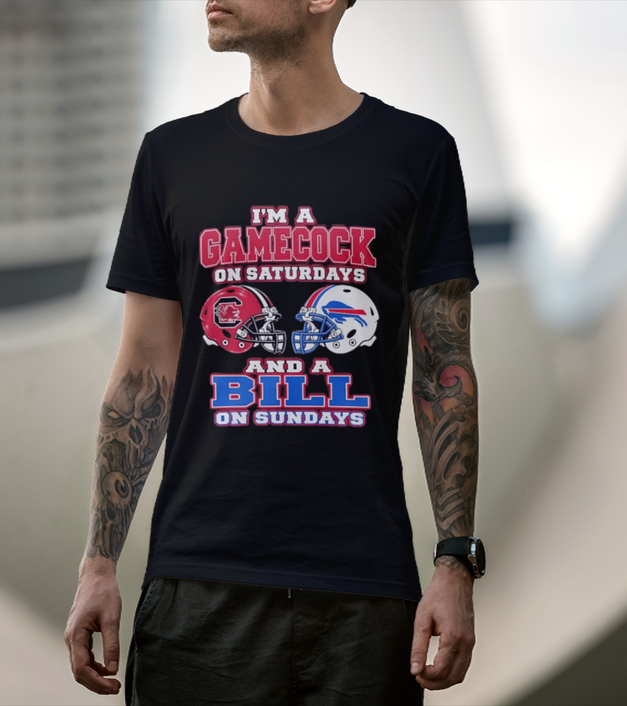 I'm A Gamecock On Saturdays And A Bill On Sundays Football Helmets T-Shirt