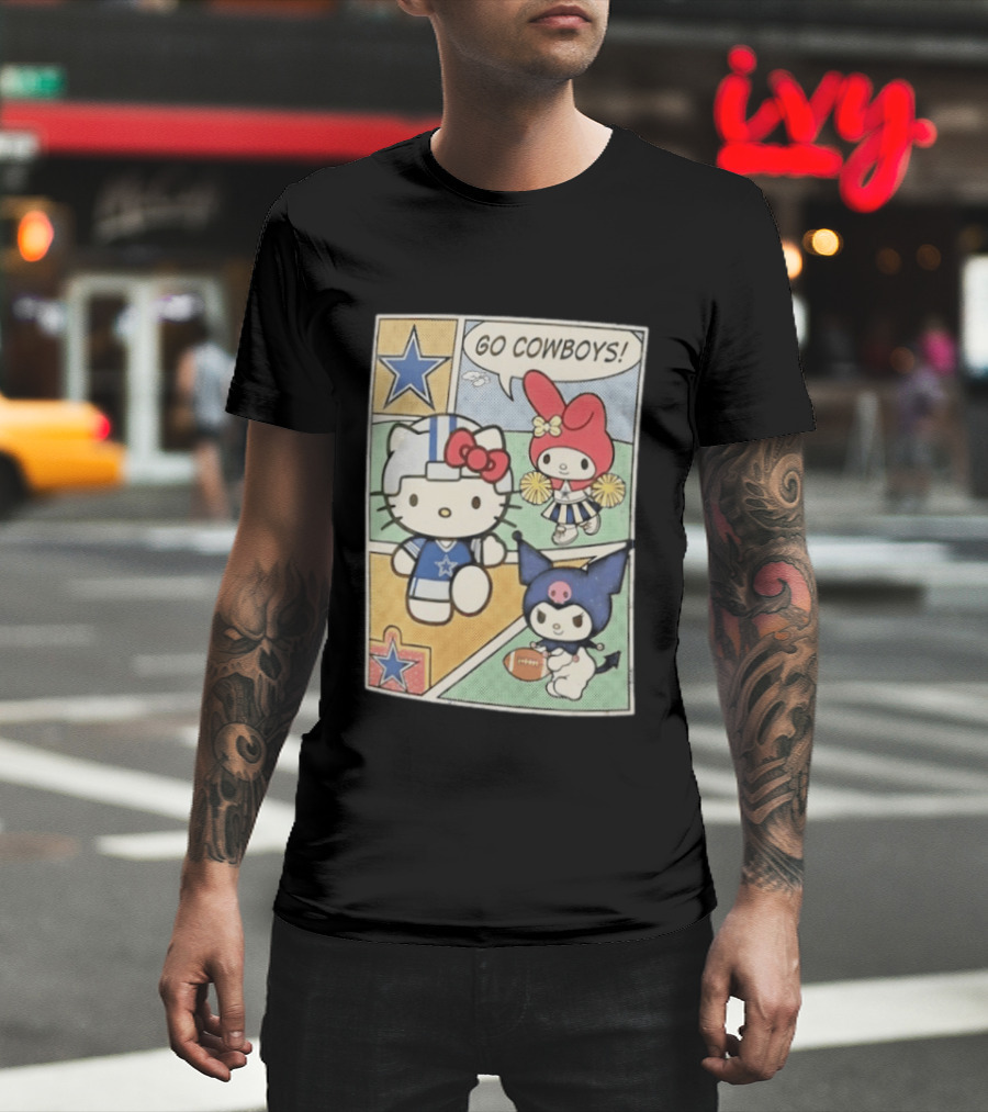 Dallas Cowboys Hello Kitty My Melody Kuromi Go Cowboys Comic T-Shirt
