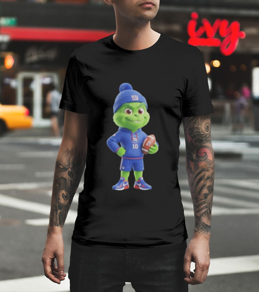 Grinch New York Giants Football 10 3D Cartoon T-Shirt