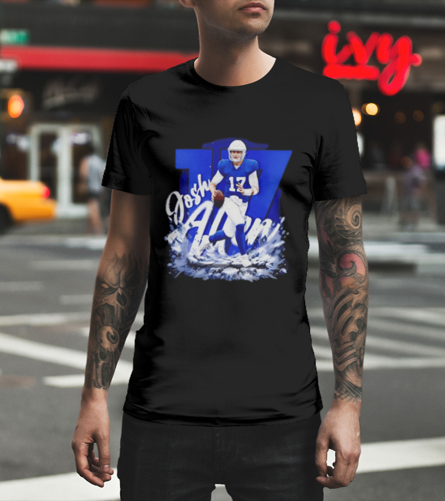 Josh Allen 17 Buffalo Bills Football Player Action T-Shirt