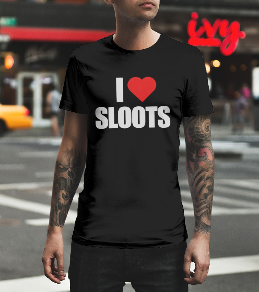 I Love Sloots Bold Statement Red Heart T-Shirt