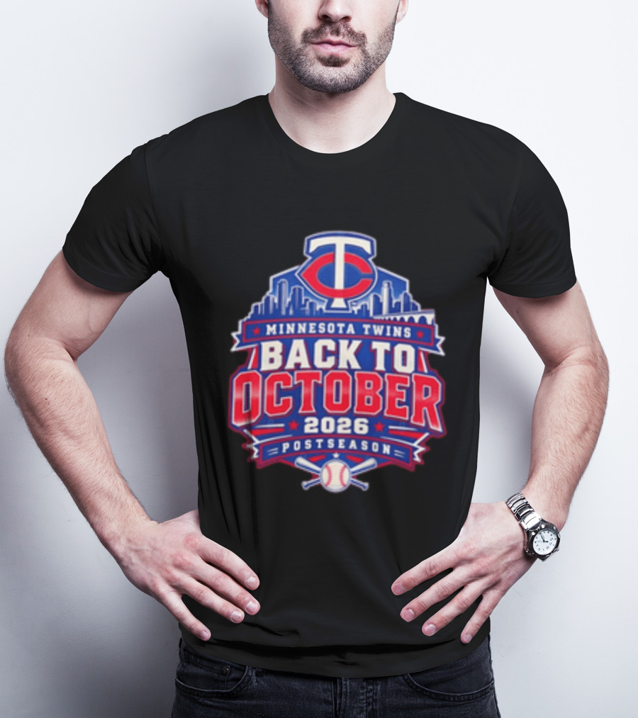 Minnesota Twins Back To October 2026 Postseason Skyline T-Shirt