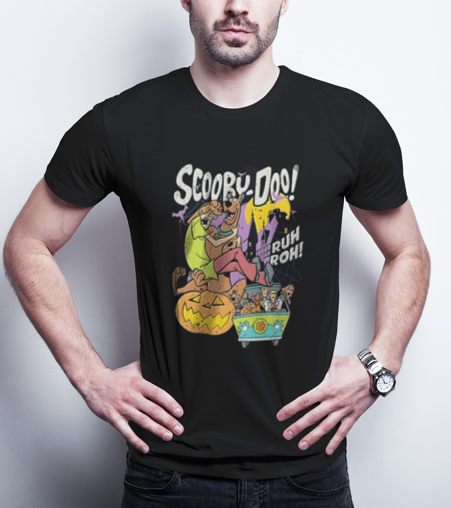 Scooby Doo Ruh Roh Shaggy Haunted House Pumpkin Mystery Machine T-Shirt