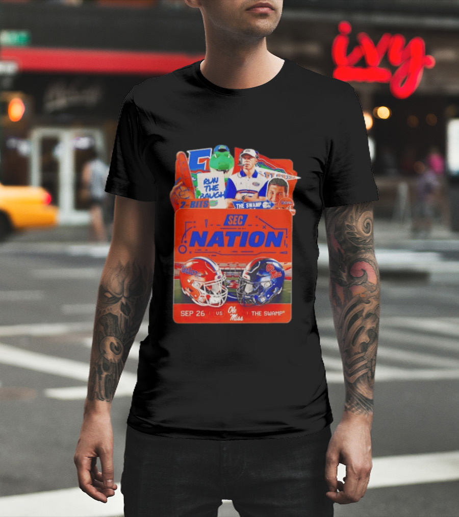 SEC Nation Florida Gators Vs Ole Miss The Swamp September 26 Helmets Football Rivalry T-Shirt