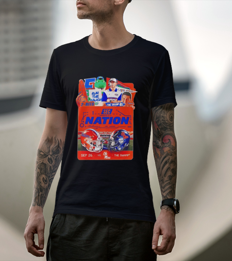 SEC Nation Florida Gators Vs Ole Miss The Swamp September 26 Helmets Football Rivalry T-Shirt