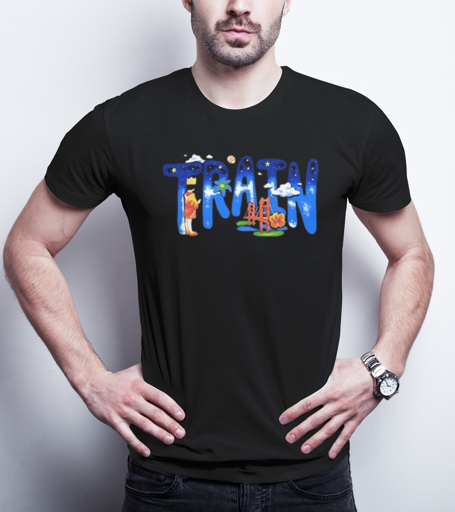 Train Trans Siberian Starry Tour 2026 Golden Gate Bridge Clouds And Stars T-Shirt