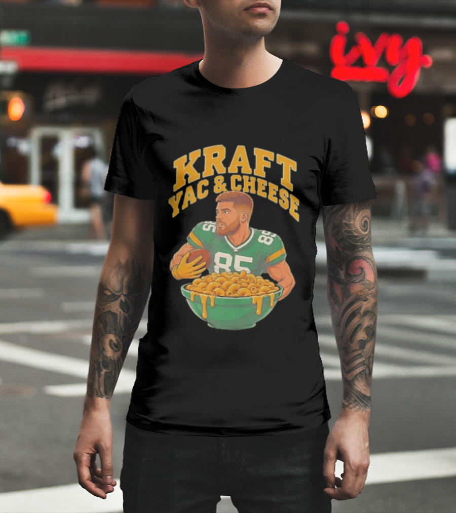 Kraft Yac & Cheese Green Bay Packers 85 Football Player With Bowl T-Shirt