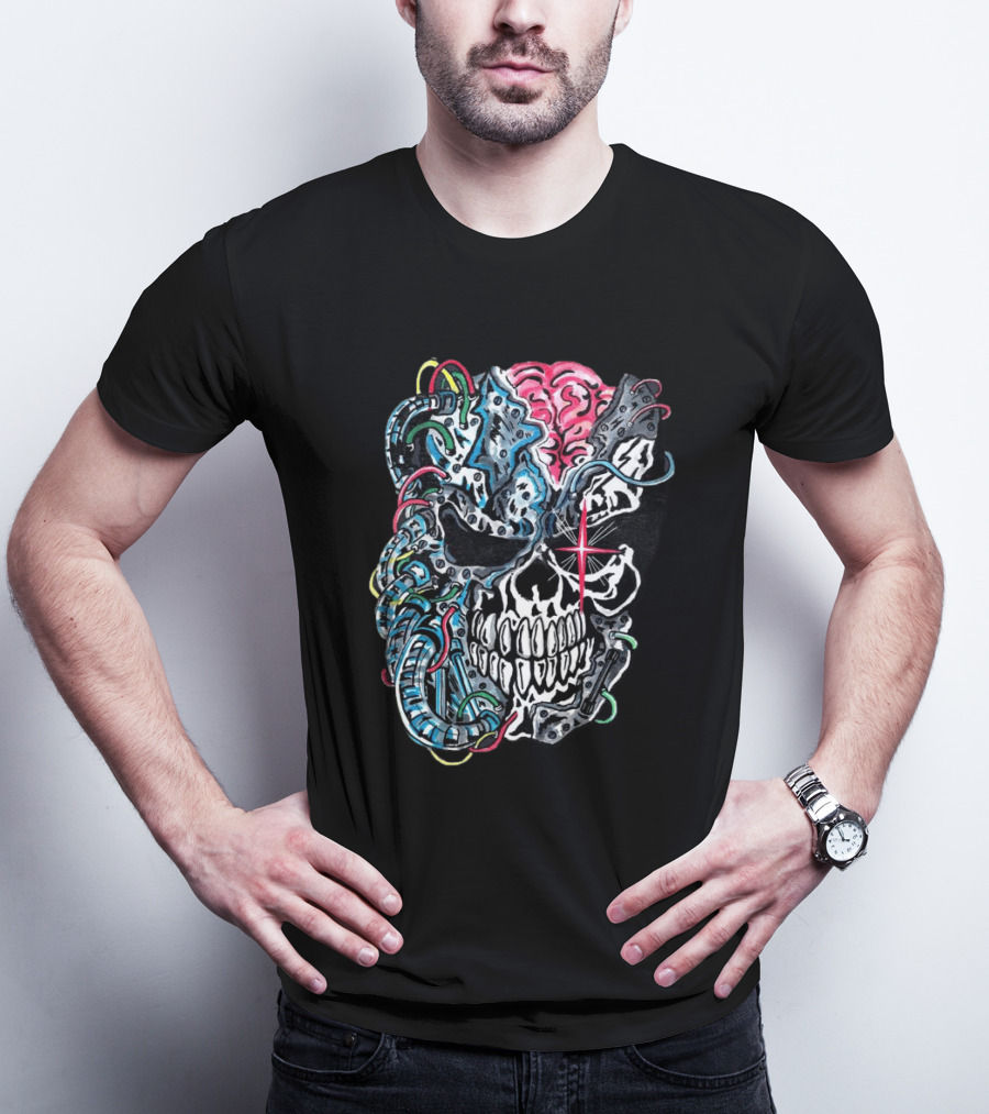 Warrenlotas Cybernetic Skull Art Piece T-Shirt
