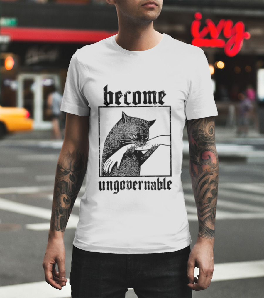 Become Ungovernable Cat Vintage Blackletter T-Shirt