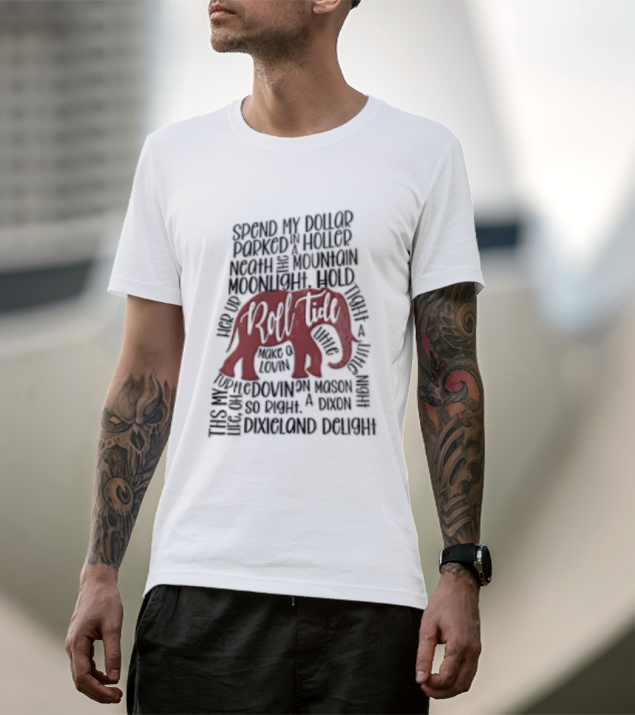 Alabama Crimson Tide Roll Tide Dixieland Delight Elephant T-Shirt