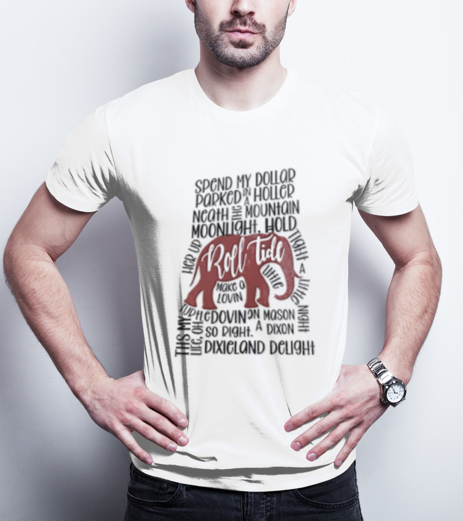 Alabama Crimson Tide Roll Tide Dixieland Delight Elephant T-Shirt