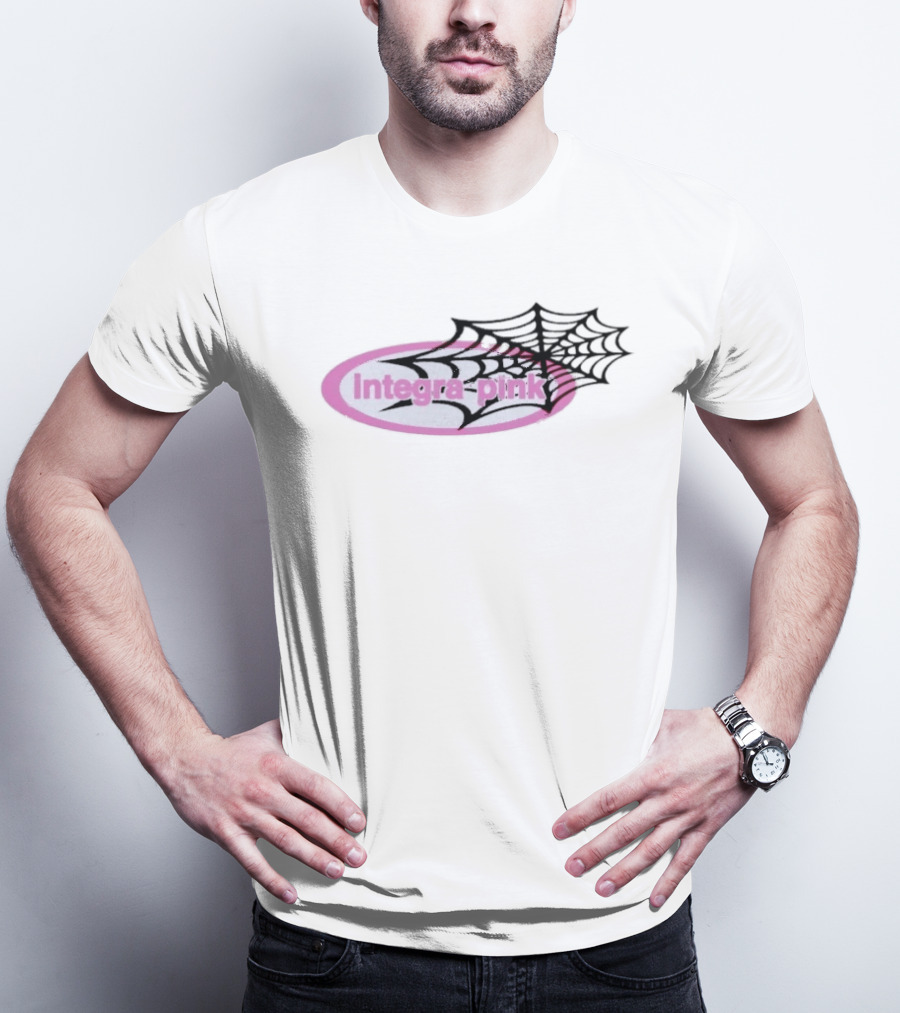 Integra Pink Oval With Black Web White T-Shirt