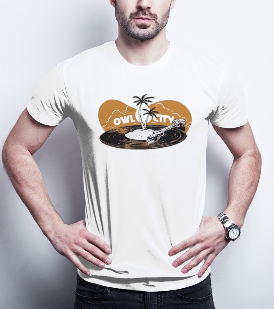 Owl City Vinyl Beach Paradise With Palm Trees T-Shirt